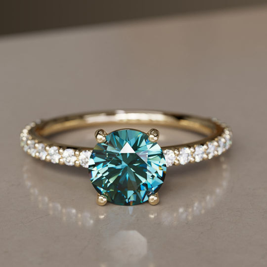 Anello di fidanzamento moderno unico con castone sottile solitario in ...