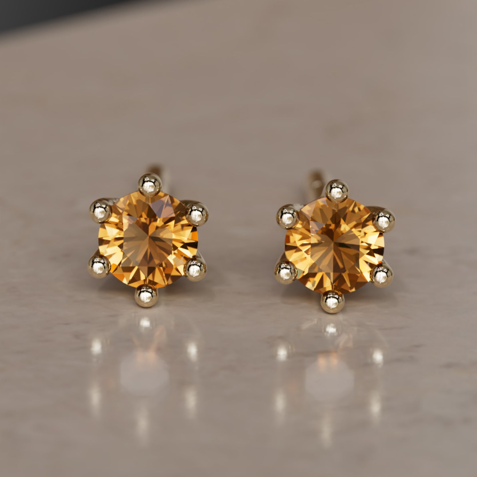November Birthstone Earrings, Citrine Gold Studs – Valley Rose