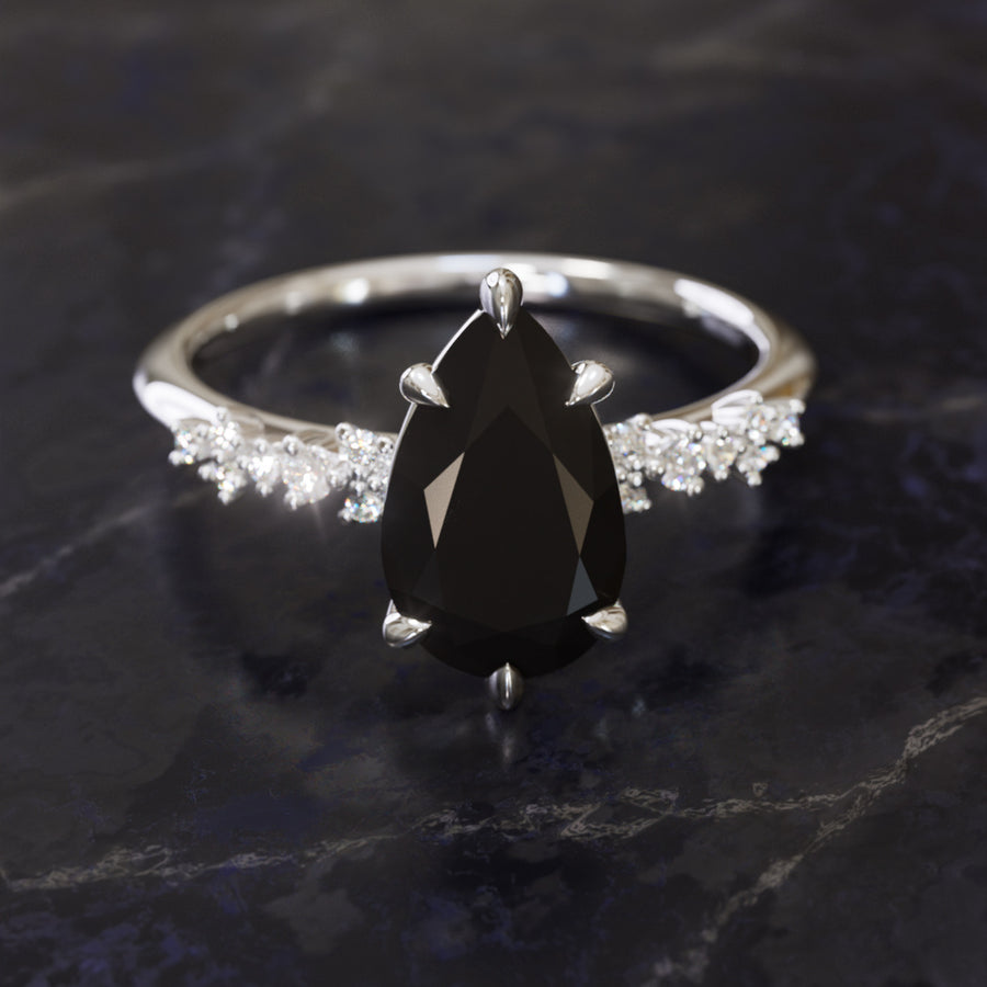 Witchy Engagement Ring with Pear Black Diamond – Valley Rose