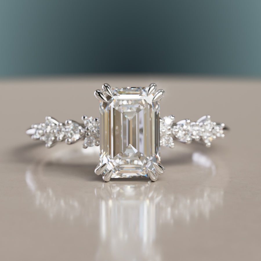 Bague de fiançailles céleste inspirée par la nature avec diamant taille ...