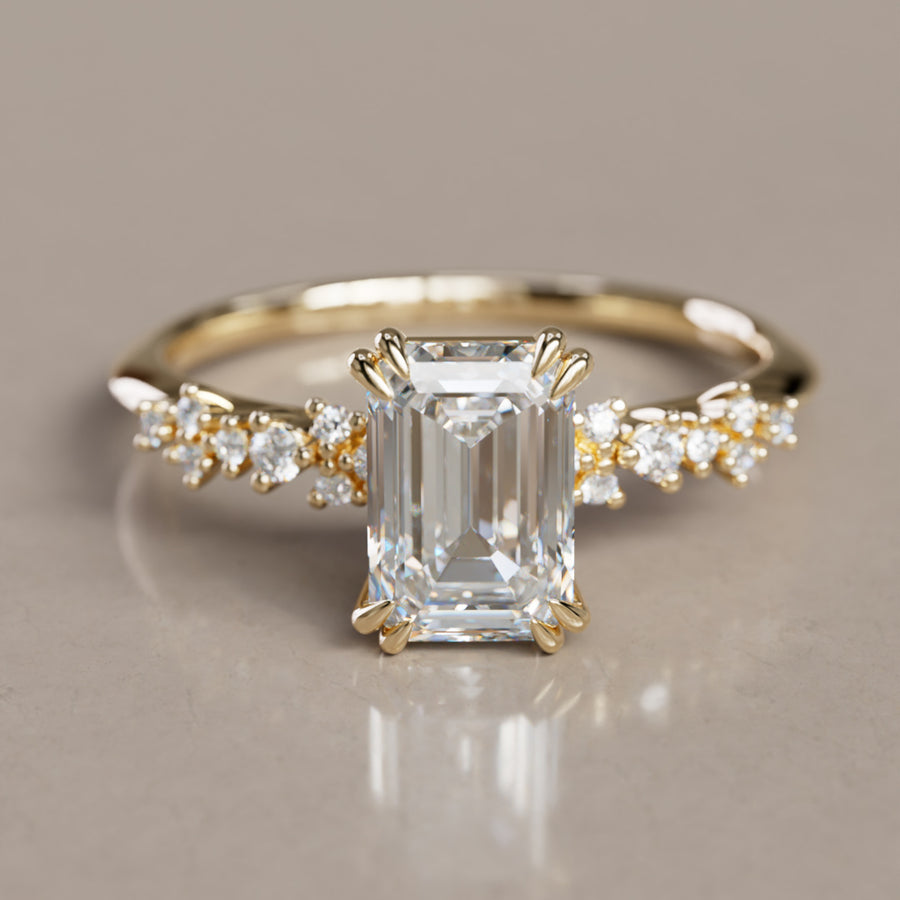 Bague de fiançailles céleste inspirée par la nature avec diamant taille ...