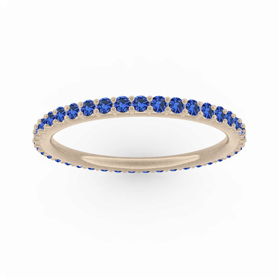 Blue Sapphire Eternity Ring, Gold Wedding Stacking Band – Valley Rose