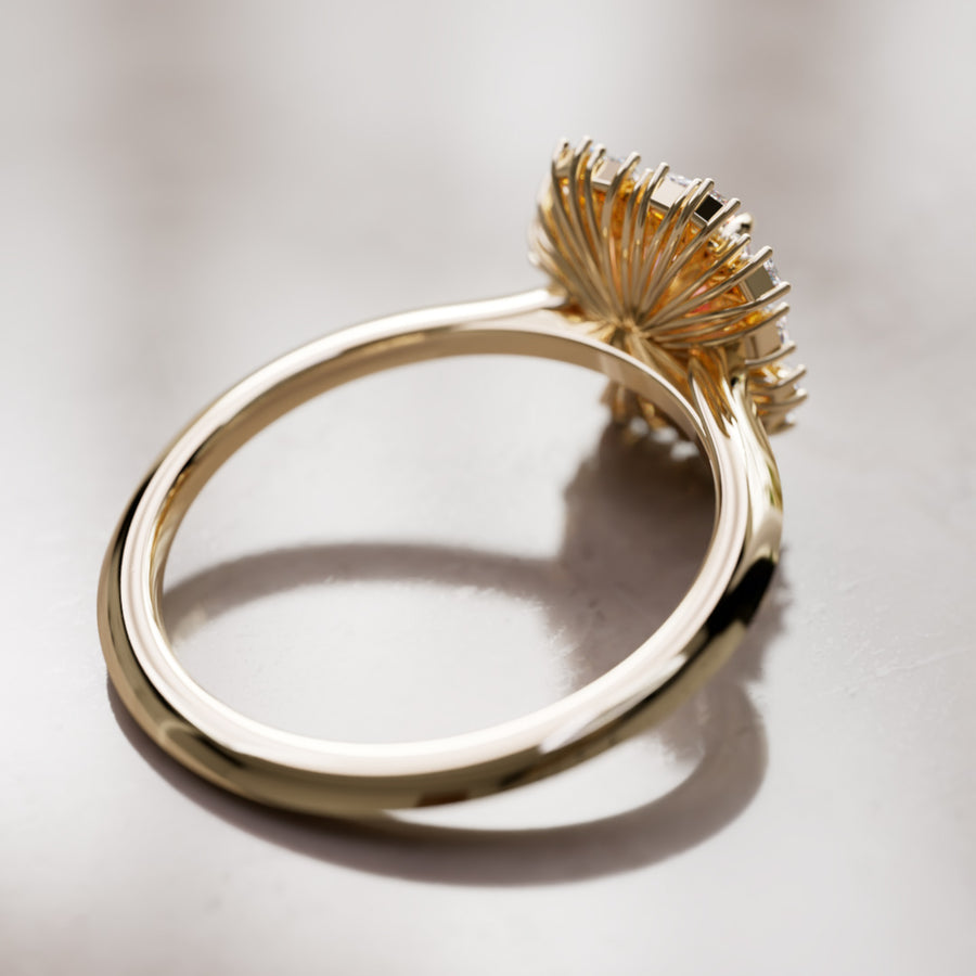 Elowen smaragdslipad rosa diamant gammaldags fantasihalo förlovningsri ...