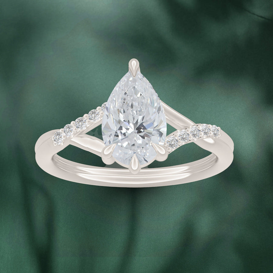 Fairytale Pear Engagement Ring with Diamonds and Split Shank – Valley Rose