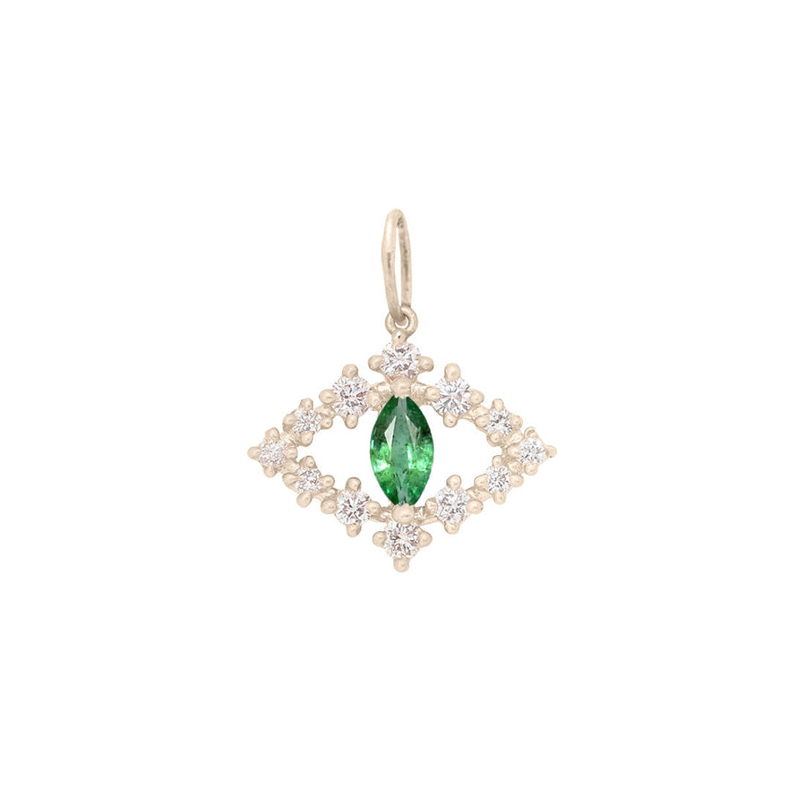 Collier Mini Breloque Œil Maléfique Pave Émeraude Marquise en Or ...