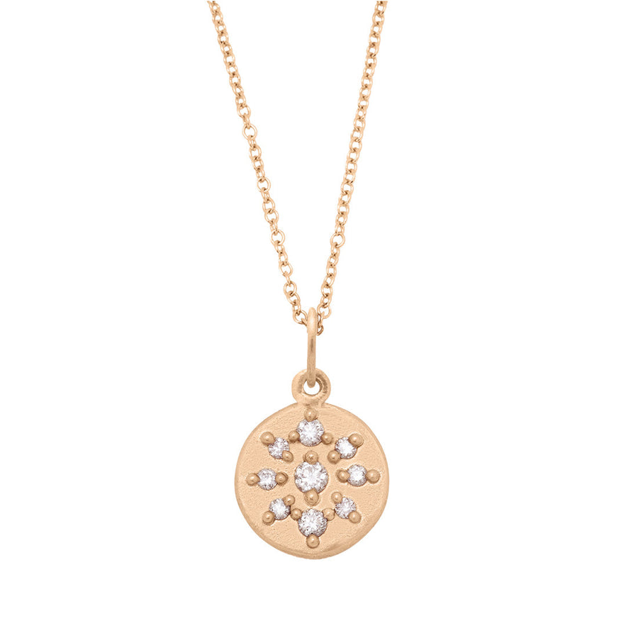 Celestial Diamond Pave Gold Coin Pendant - Helios Necklace – Valley Rose