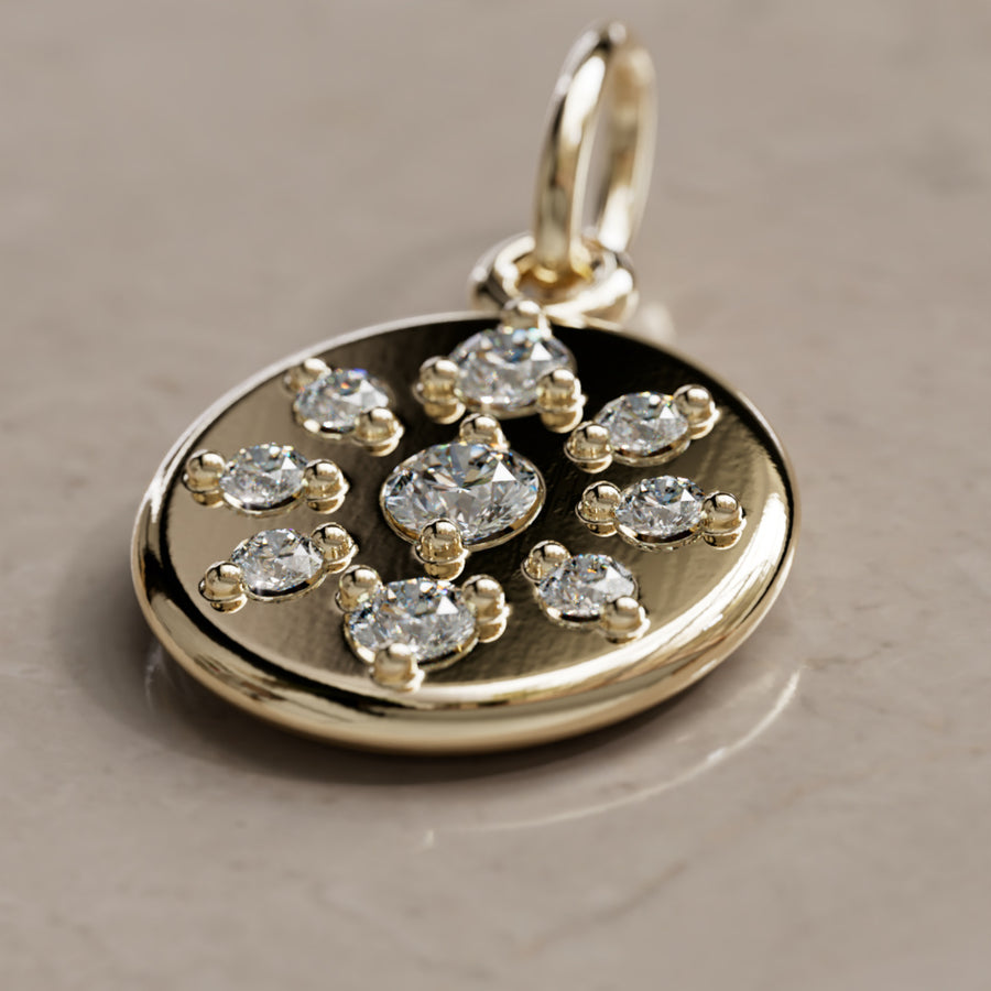 Celestial Diamond Pave Gold Coin Pendant - Helios Necklace – Valley Rose