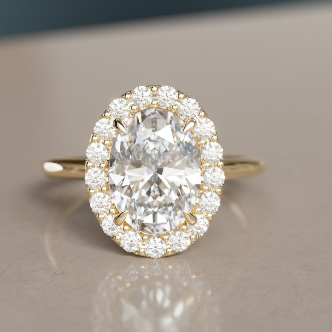 Vintage Oval Diamond Engagement Ring with Halo – Valley Rose