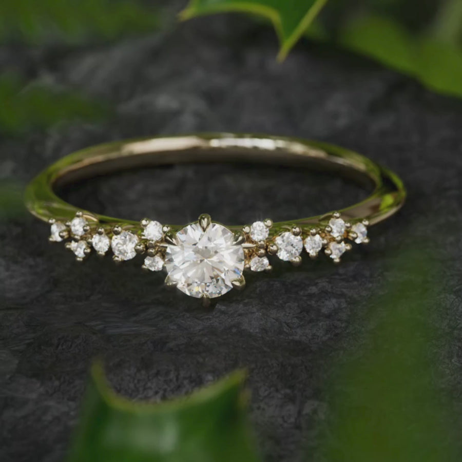 Unique Celestial Star Diamond Engagement Ring Valley Rose